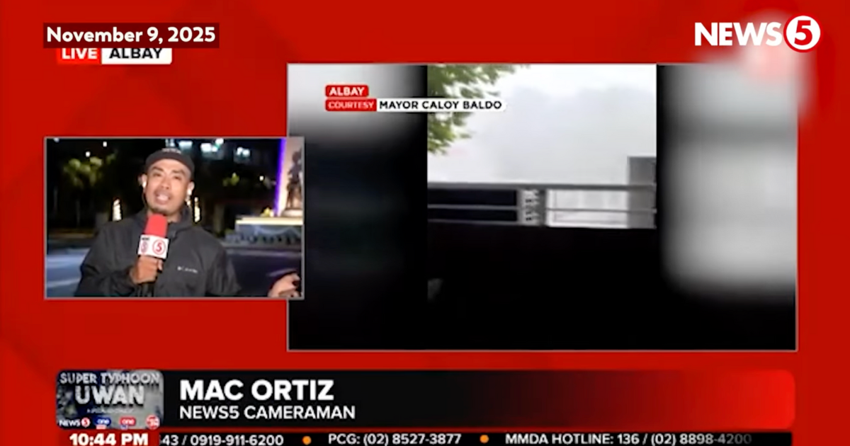 'Tunay na matapang': News5 cameraman delivers live, impromptu Albay update amid Typhoon Uwan ...